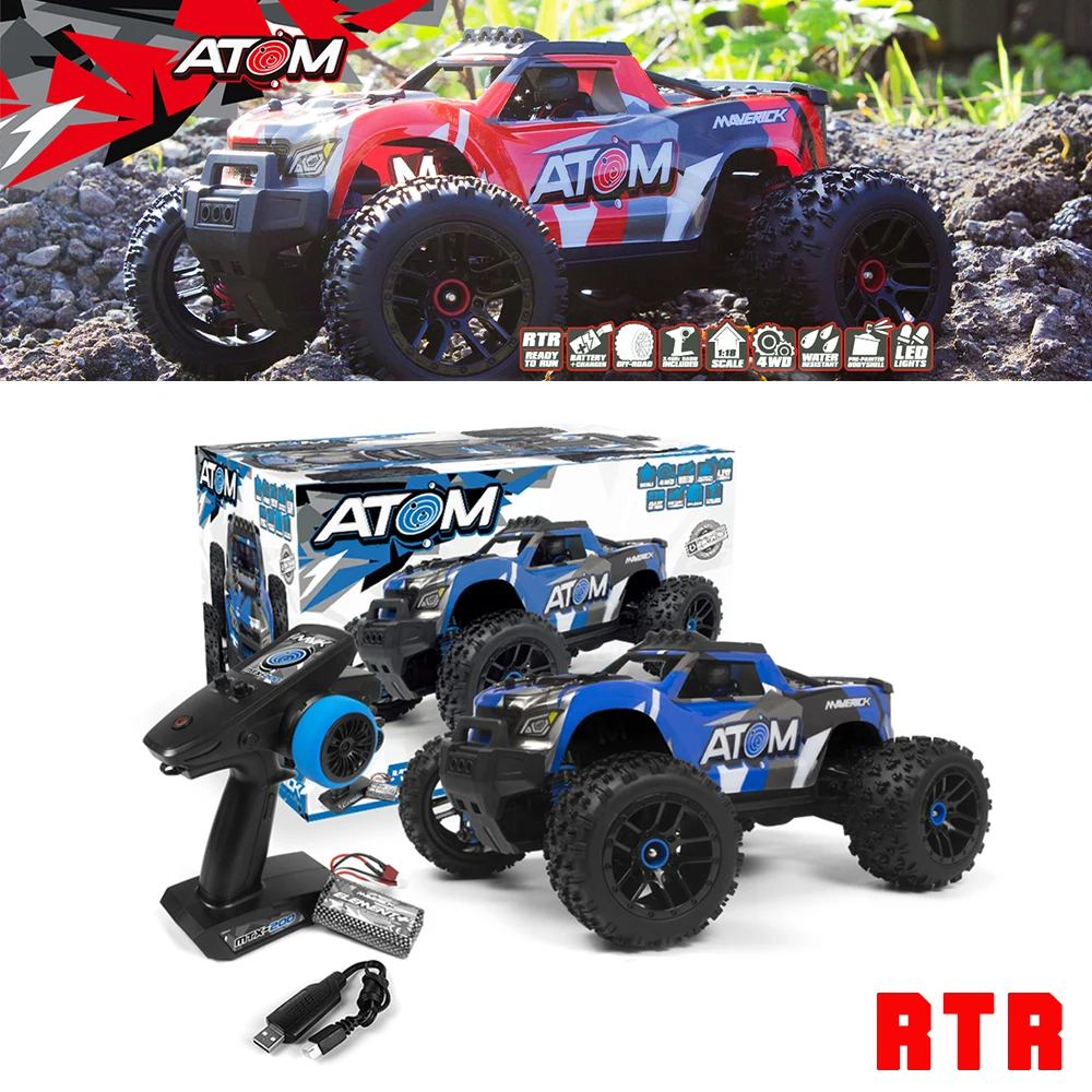 Hpi-Maverick-Atom-1-18-Rtr-4wd-Rc-Auto-Geborsteld-Monster-Truck-Off ...