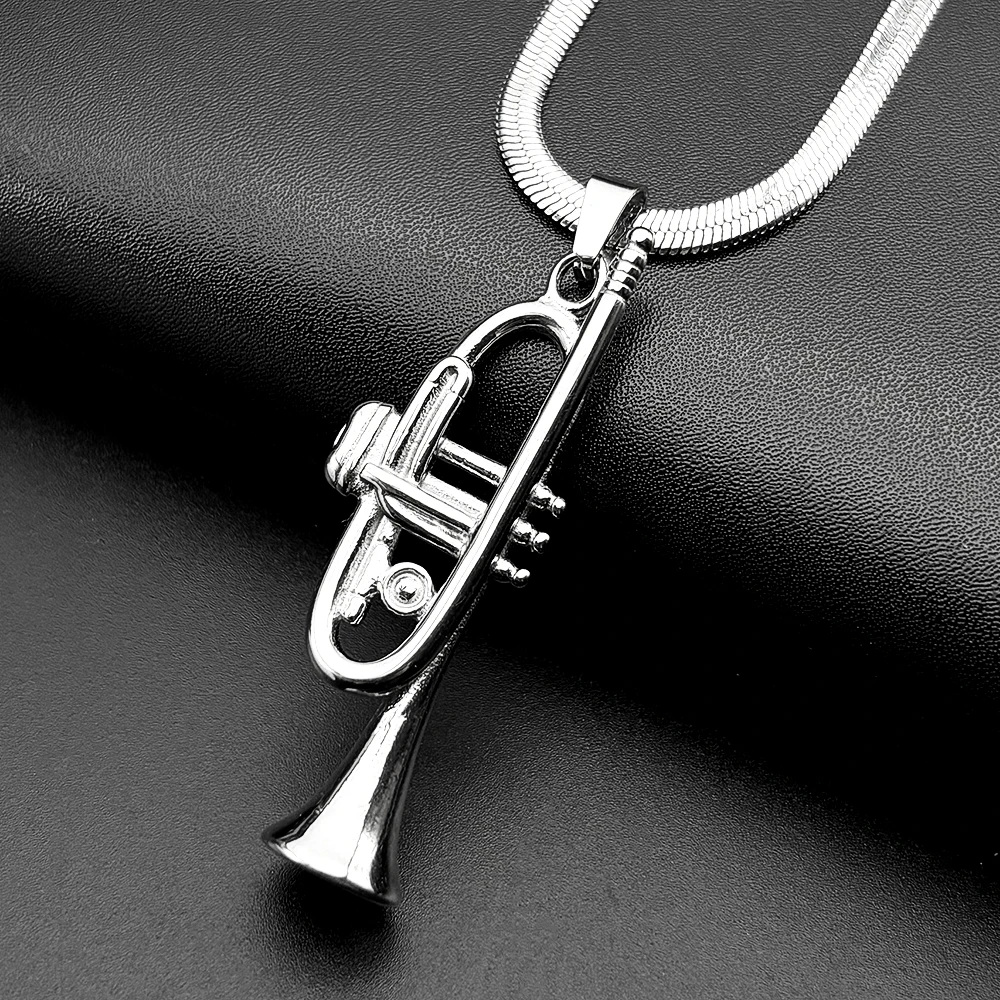 Retro Musical Instrument Trumpet Neck Chain For Women Men Stainless ...