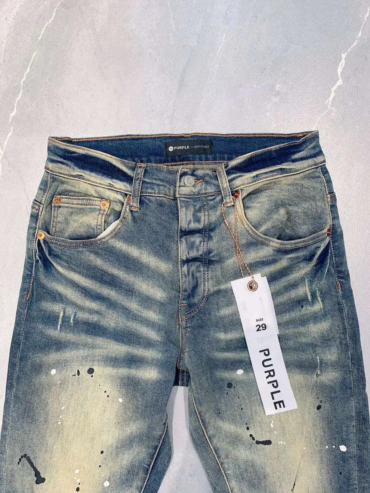 2024 New Fashion Purple Brand Jeans High Street Do It Mud Yellow Wash ...