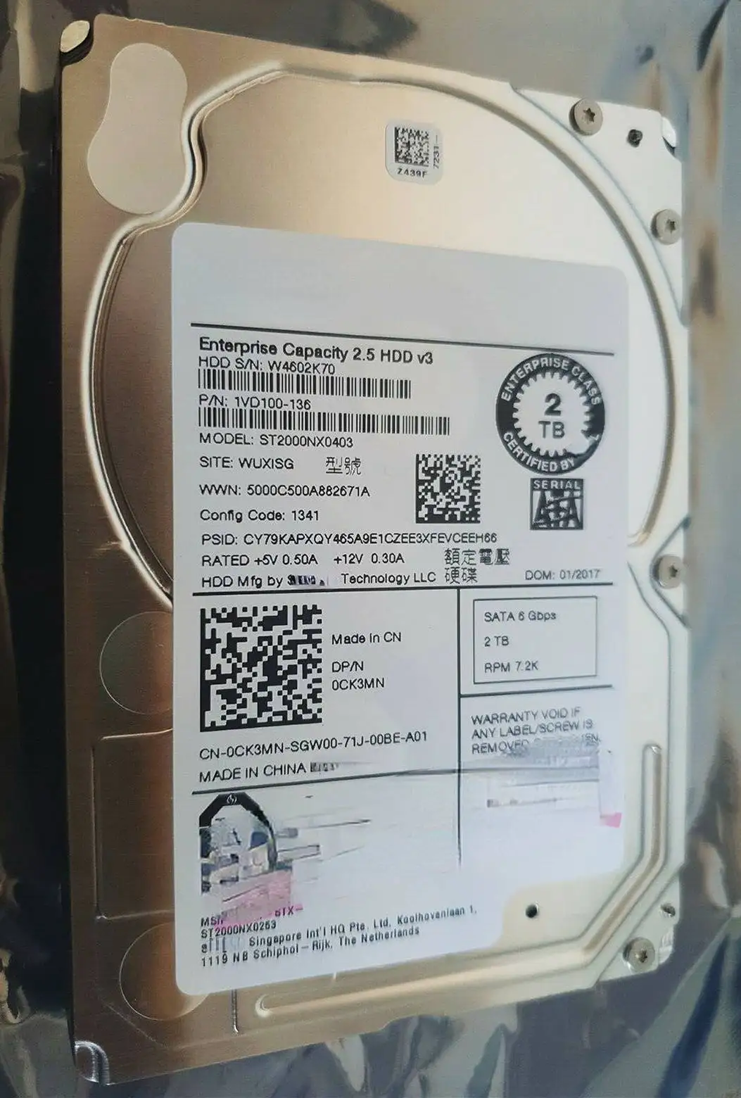 For Dell Seagate ST2000NX0403 0CK3MN 2TB 7.2K SATA 2.5 HDD hard drive ...