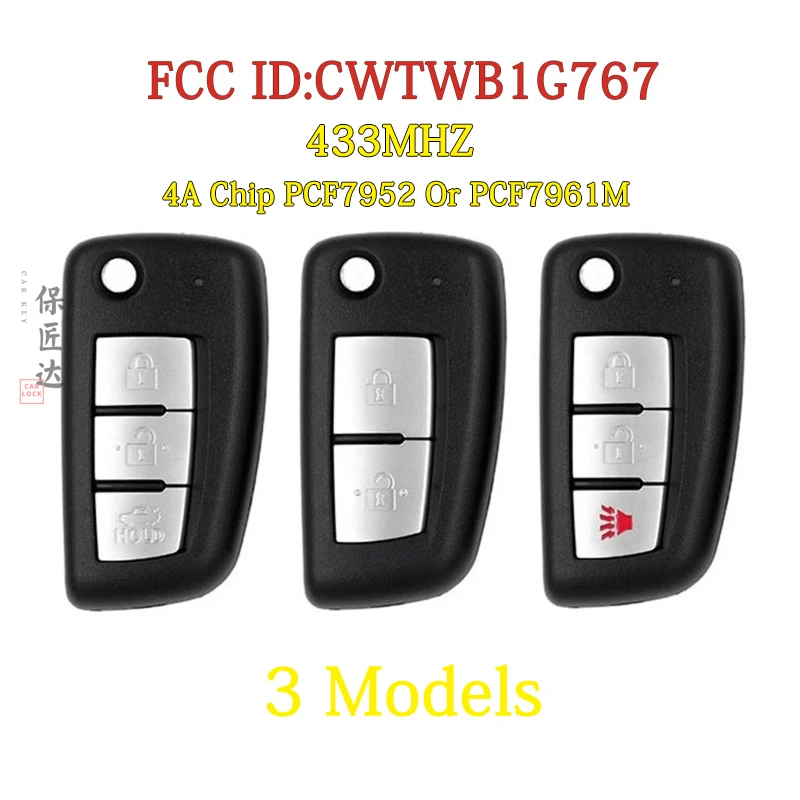 BaoJiangDd-car-key-CWTWB1G767-Remote-Flip-Car-Key-433MHz-4A-For-Nissan ...