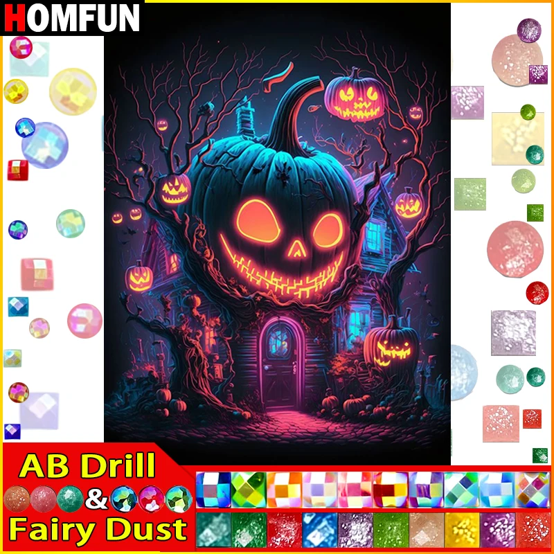 HOMFUN-Fairy-Dust-AB-DIY-Diamond-Painting-Scenery-Pumpkin-Full-Drill-Square-Round-Diamond ...