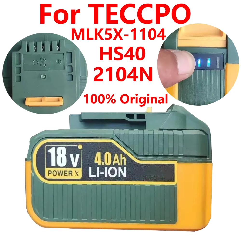 100%Original 18V4000mAh Battery For TECCPO MLK5X-1104 HS40 2104N ...