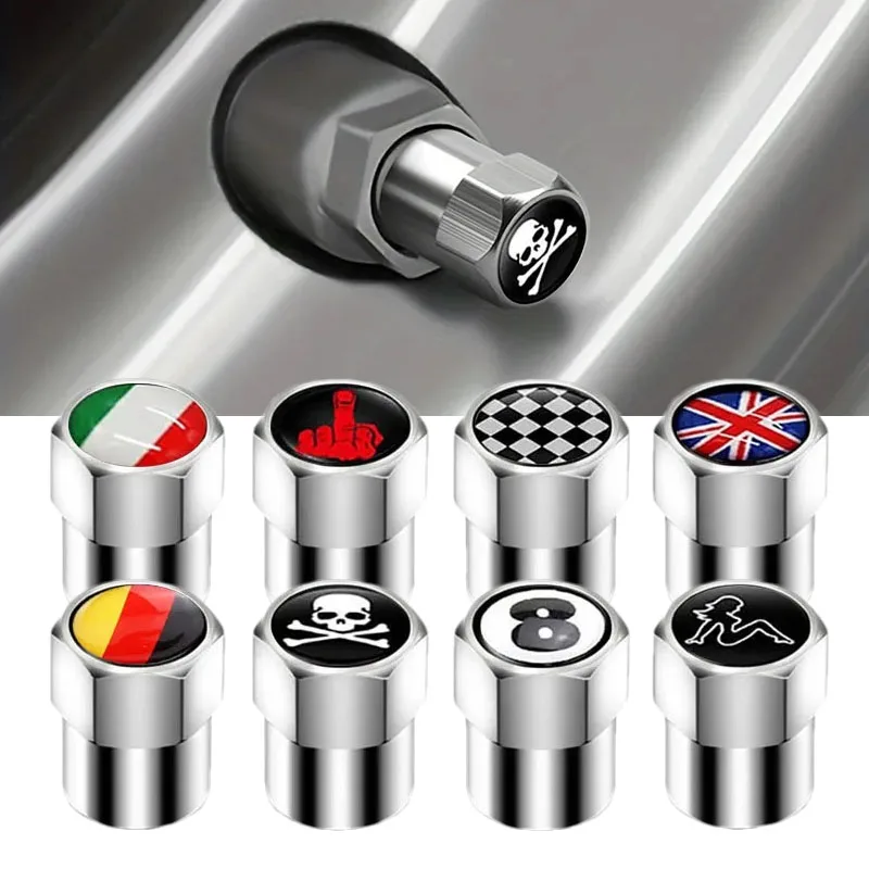 4PCS Universal Car Metal Badge Wheel Tires Valve Caps Tyre Dust Cover ...