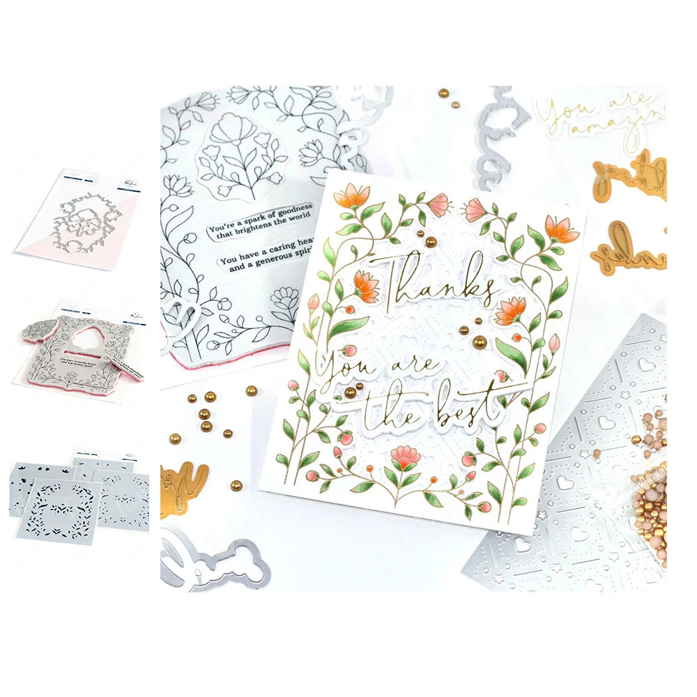 Spring Spark Of Goodness Silicone Stamps Stencils New Embossing Cut ...