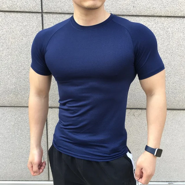 Compression Quick Dry Mens Workout Running T Shirt Mens Fitness