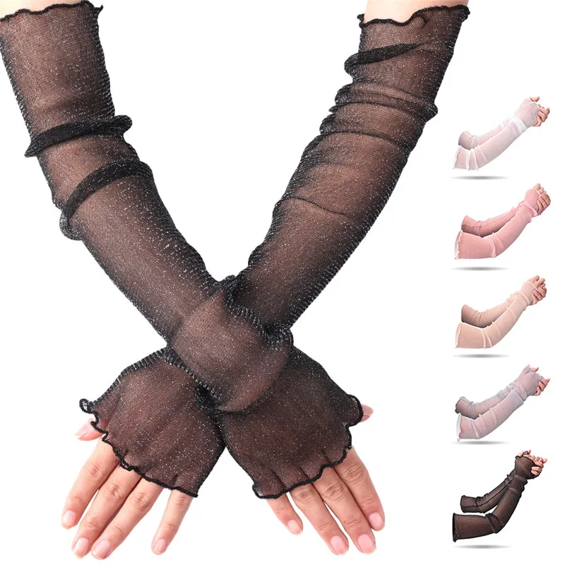 Women-Ultra-Thin-Gloves-Tulle-Elbow-Long-Fingerless-Gloves-Mittens ...