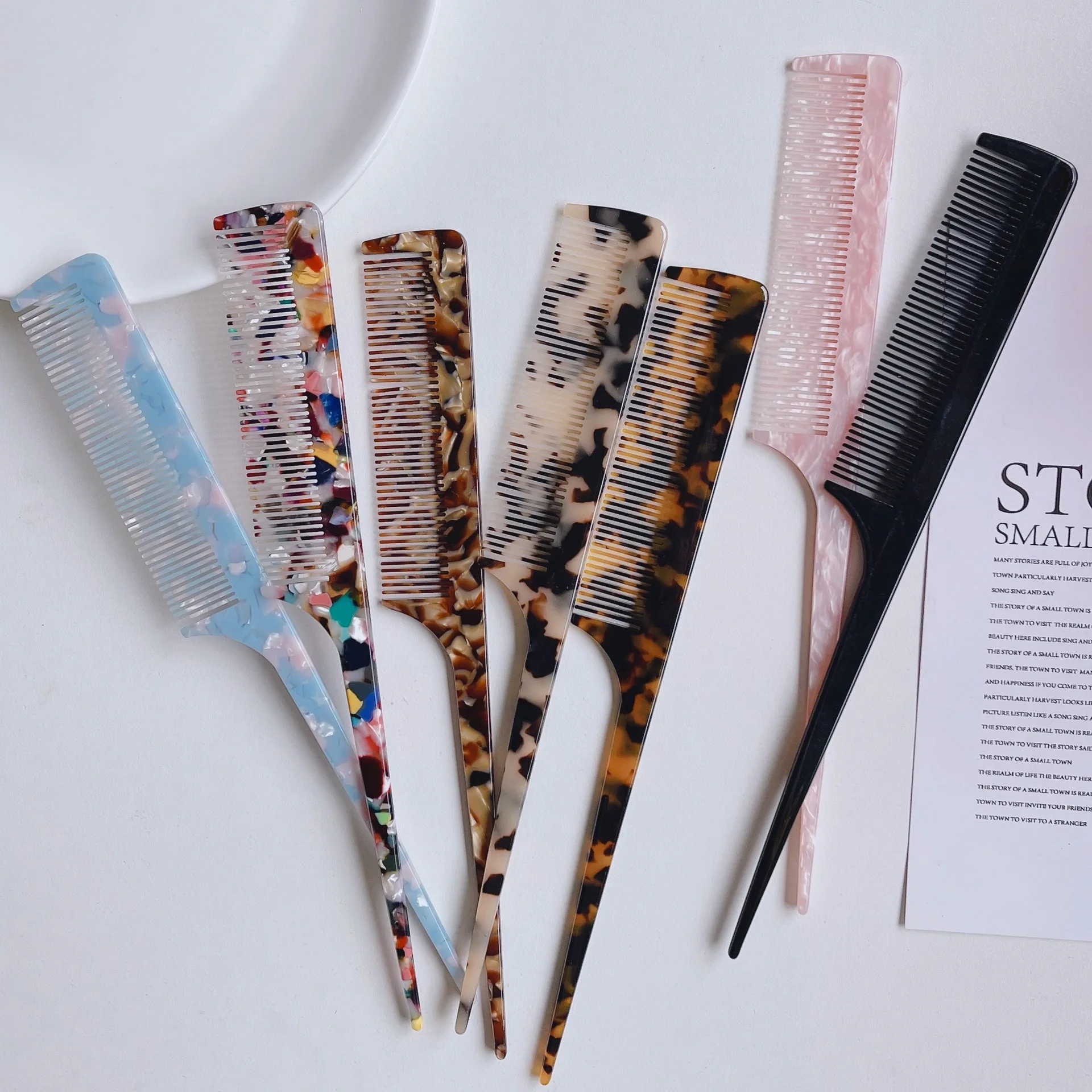 Léopard clair-Peigne en plaque d'acétate coréen pour femmes, cheveux ...