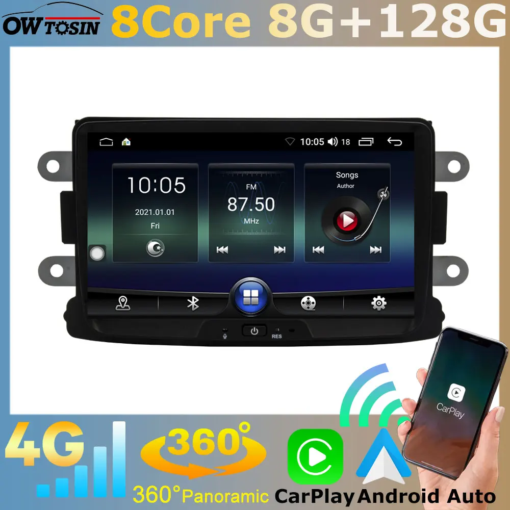 Owtosin 4g Wifi Android 11 8g+128g Car Dvd Stereo For Renault Captur Dacia Duster Sandero ...