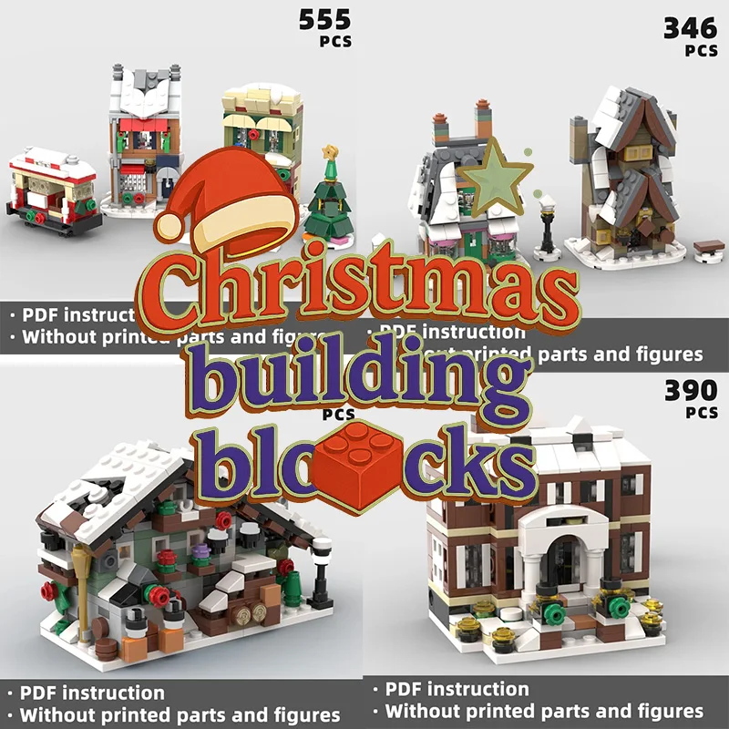 Christmas Holiday House Building Blocks Winter Village MOC - Festive ...