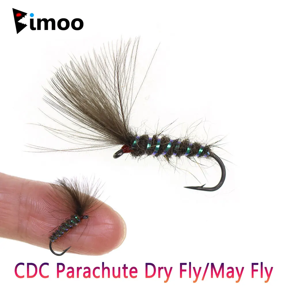 Bimoo 6PCS #14 #16 Barbed CDC Parachute Dry Fly Mayfly Artificial ...