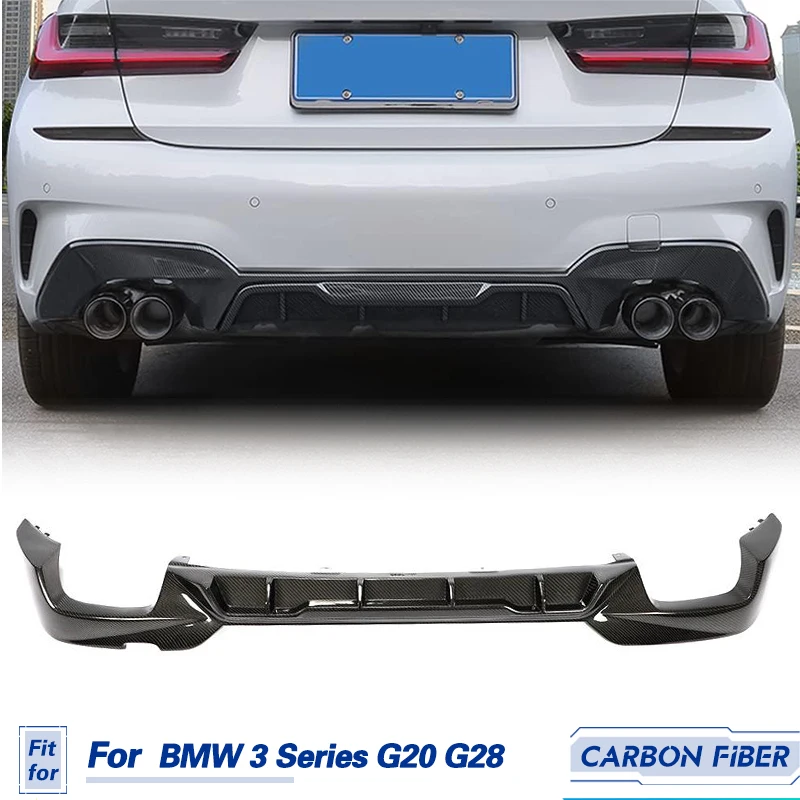 Carbon-Fiber-Car-Rear-Bumper-Diffuser-Lip-Spoiler-For-BMW-3-Series-G20 ...