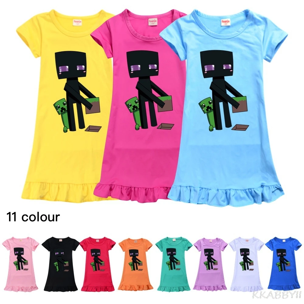 Minecraft-Girls-Robe-Girl-Cartoon-Pajamas-Children-s-Home-Clothes-Baby ...