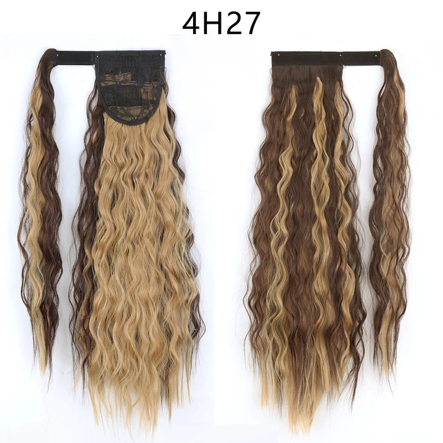 Synthetic 34 inch wavy / straight ponytail hair extensions