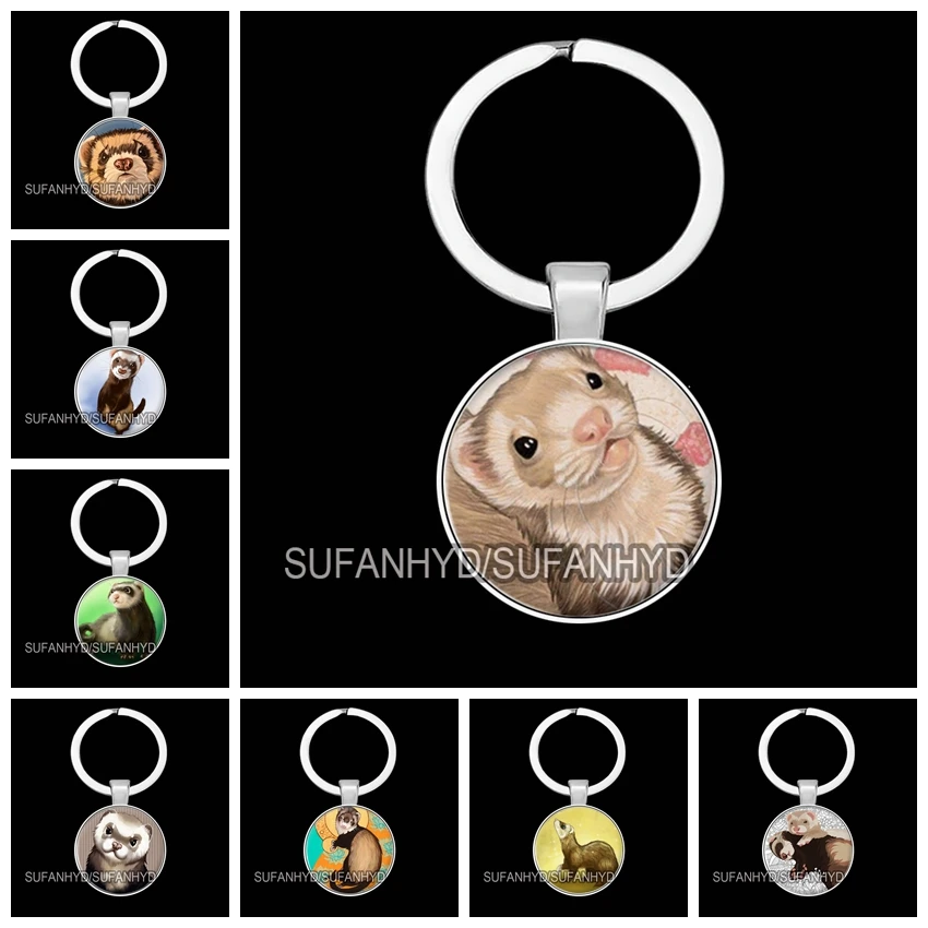 New-Cute-Ferret-Key-Chains-House-Cute-Animal-Keychain-Glass-Lovely-Gift ...