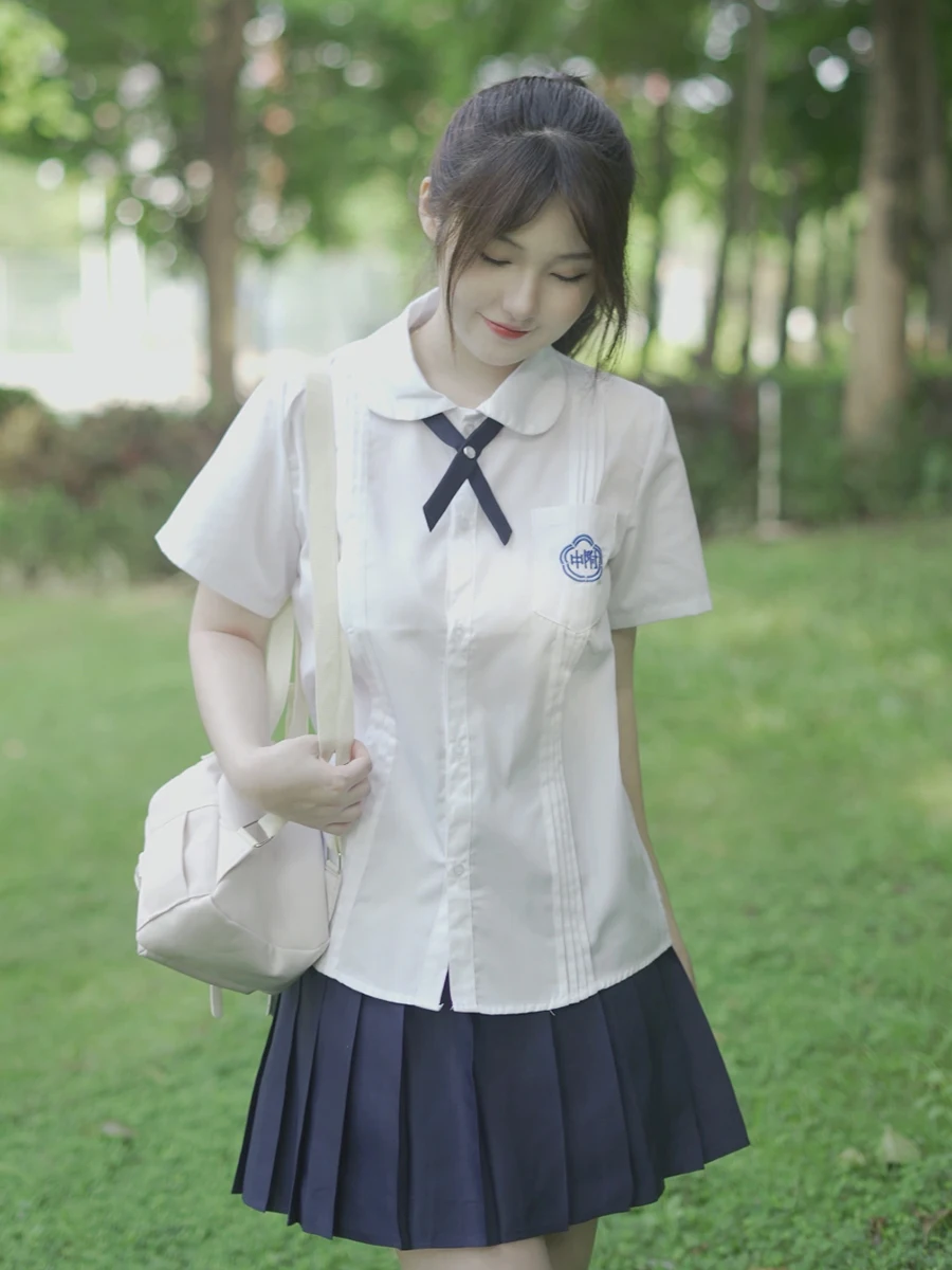 Taiwan High School Uniform Short Sleeve Accordion Pleat White Shirt ...