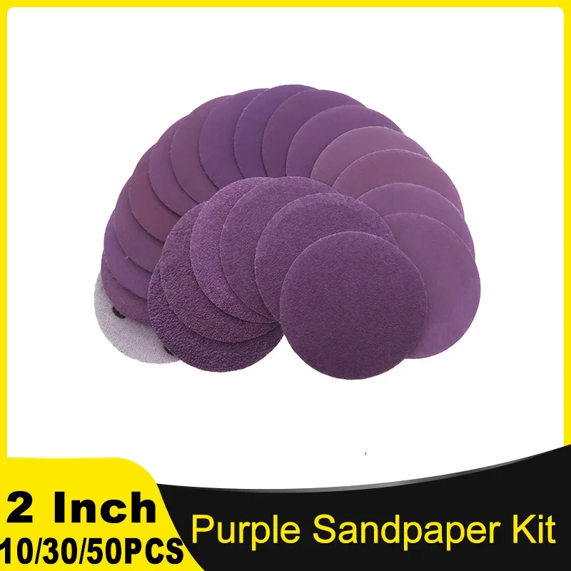2 Inch Purple Sanding Paper Kit Hook Loop 60-10000 Grit Sandpaper for ...