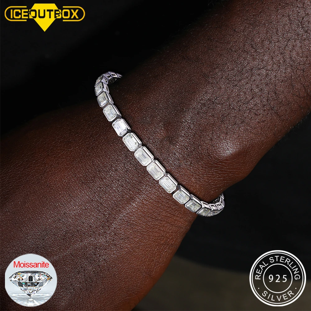 Baguettes-S925-de-5mm-para-hombre-y-mujer-pulseras-de-circonita-Iced ...