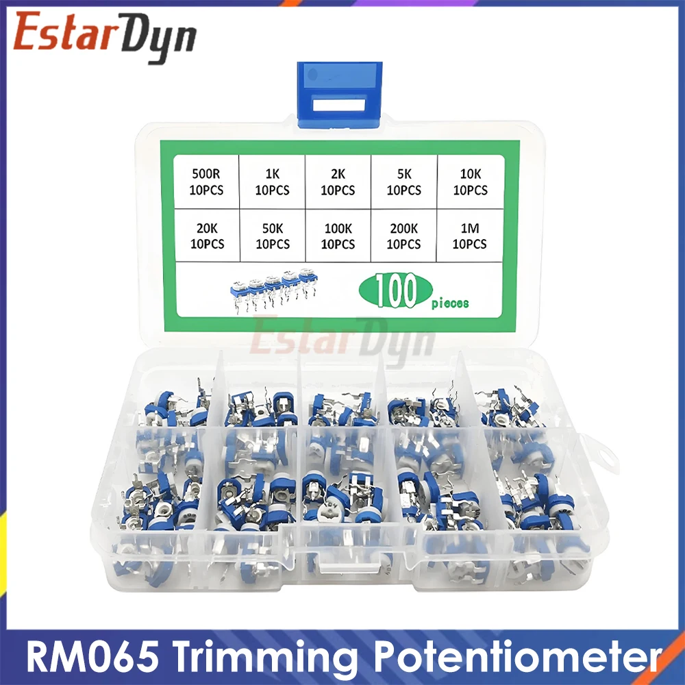 RM065 Trimming Potentiometer Kit 150pcs 15 Values with Box, Variable ...