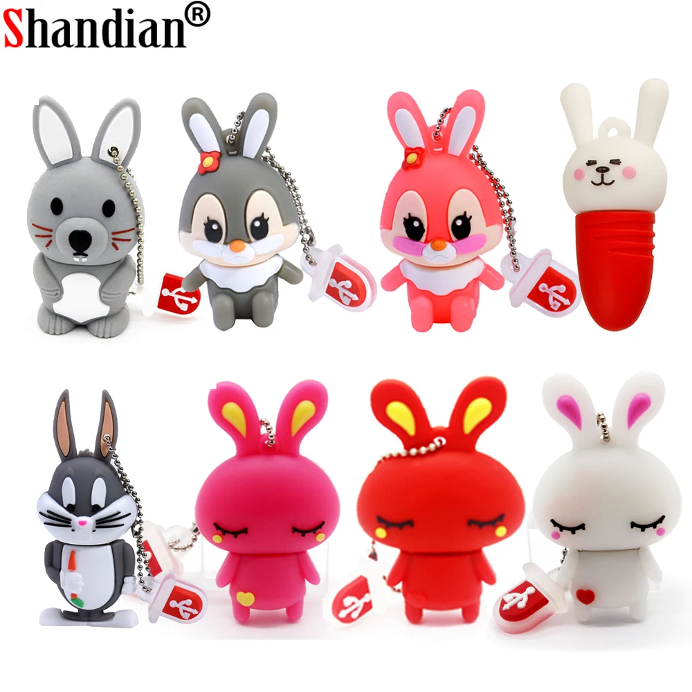 Cute Rabbit Usb Flash Drives 64gb Cartoon Pen Drive 32gb Creative Gifts ...