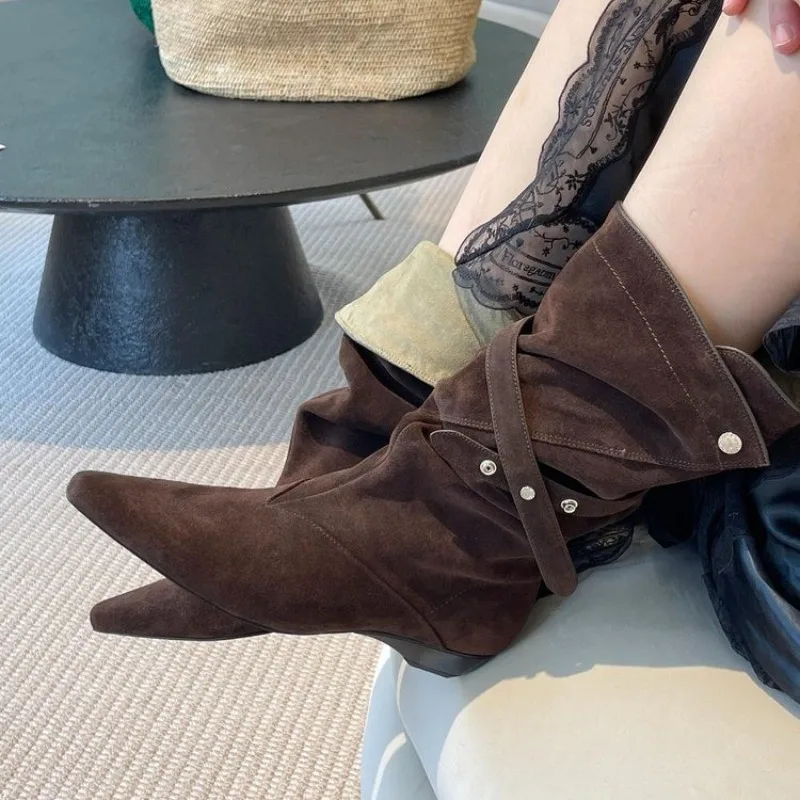 Botas occidentales de moda para mujer, puntera puntiaguda, manga de ...