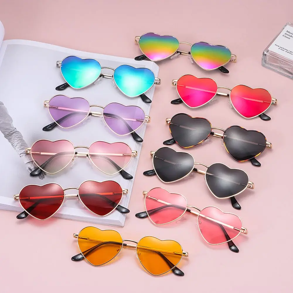 Retro-Heart-Shaped-Women-s-Sunglasses-Outdoor-Goggle-Metal-Frame ...