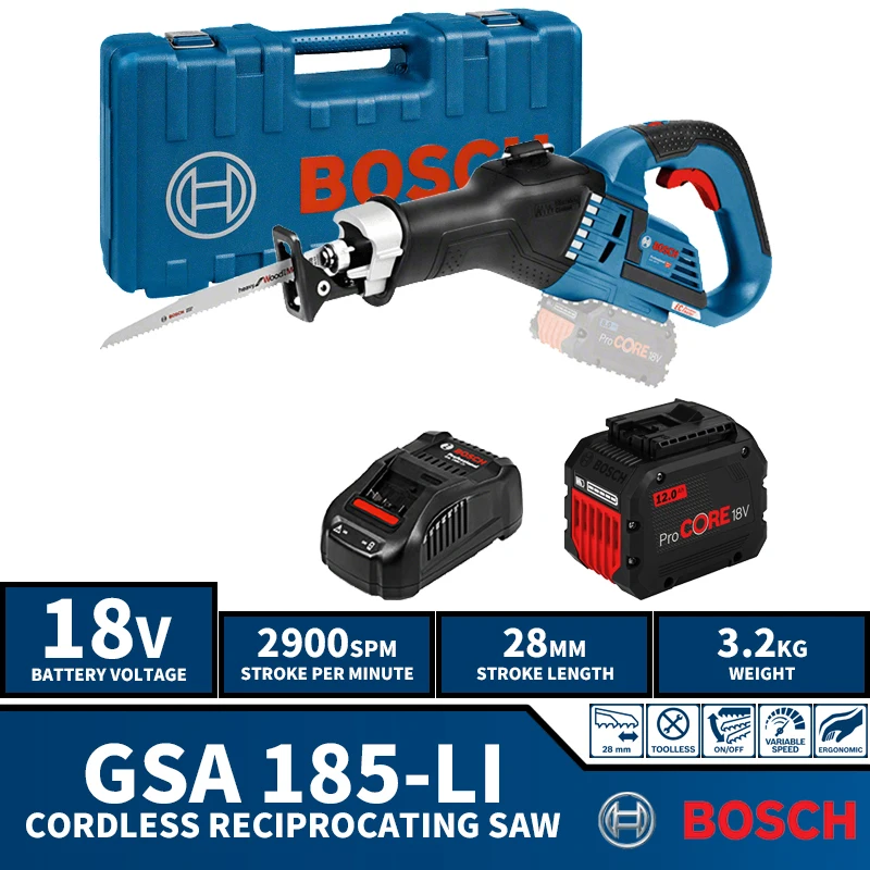 BOSCH GSA 185 LI Kit de sierra alternante inalámbrica sin escobillas ...
