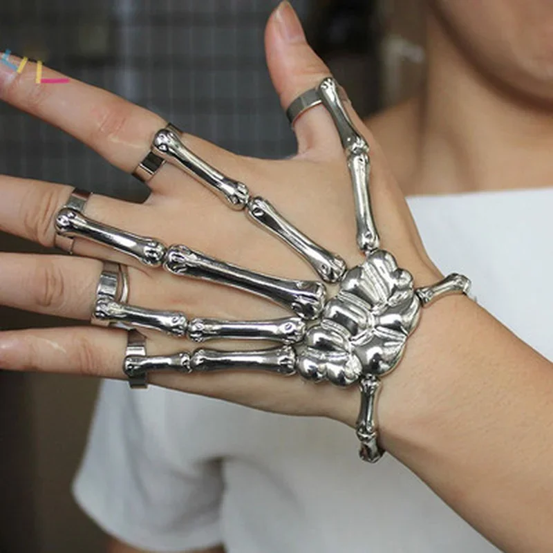 Fashion-Personality-Punk-Skull-Hand-Bone-Wild-Five-finger-Ring-Bracelet ...