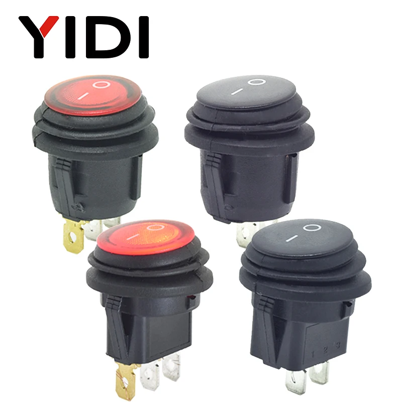 6a 250vac Waterproof Round Rocker Switch 12v 220v Red Green Blue Yellow ...