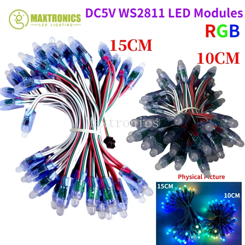 10-15CM-DC5V-50PCS-WS2811-IC-LED-Module-Light-12MM-Full-Color ...