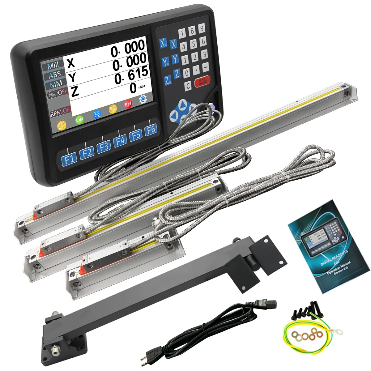 3 Axis Dro LCD digital Counter with 1um 850mm and 1250mm Total length ...