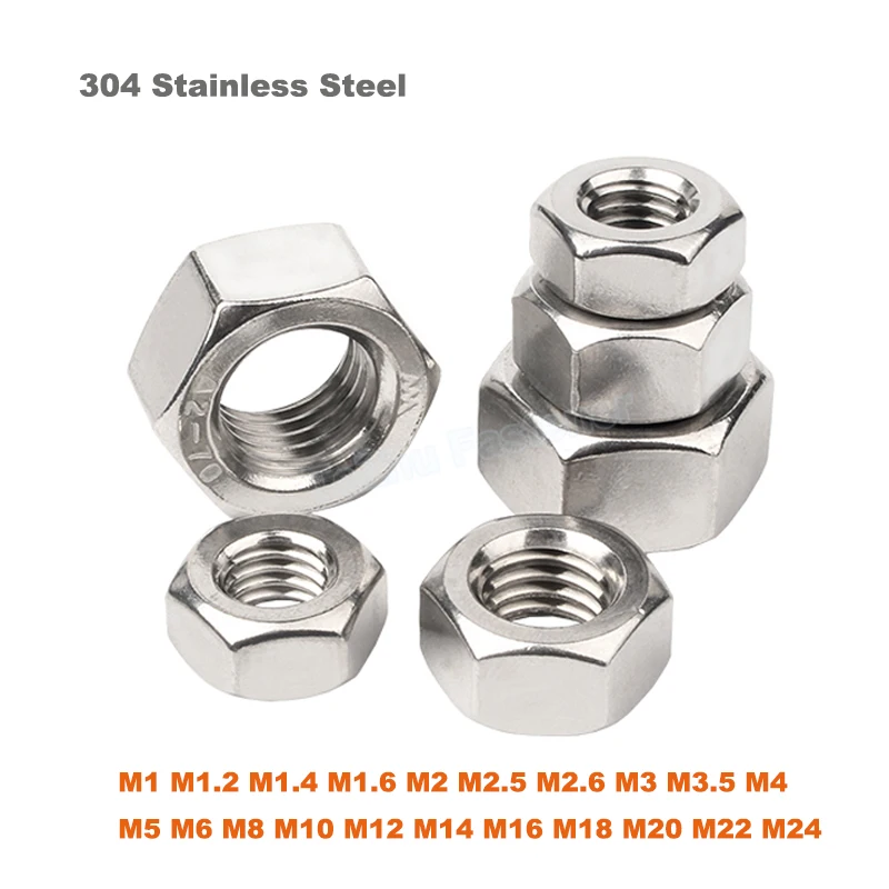 10 Mm Nut A2 Stainless Steel Hex Nuts - Metric Sizes M1.6 To M12, DIN ...