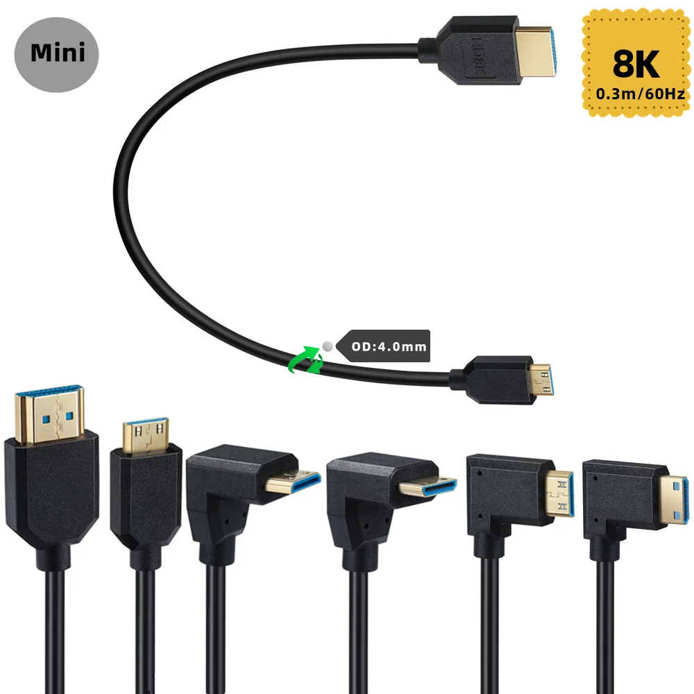 Shein Men 1m 8K HDMI 2.1 Cable - 48Gbps High Speed Mini HDMI To ...