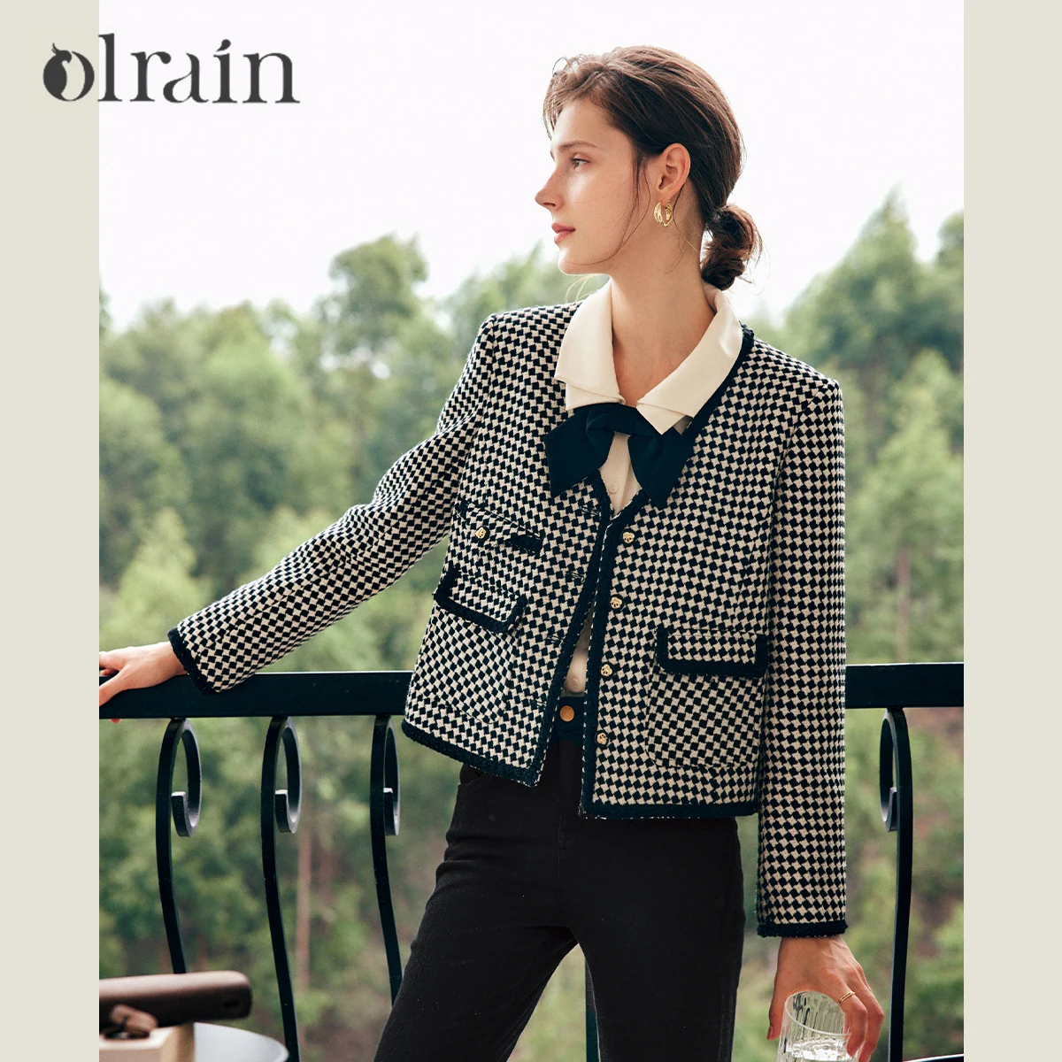OLrain French Plaid Jackets Women's 2026 Autumn New Straight Tweed V ...