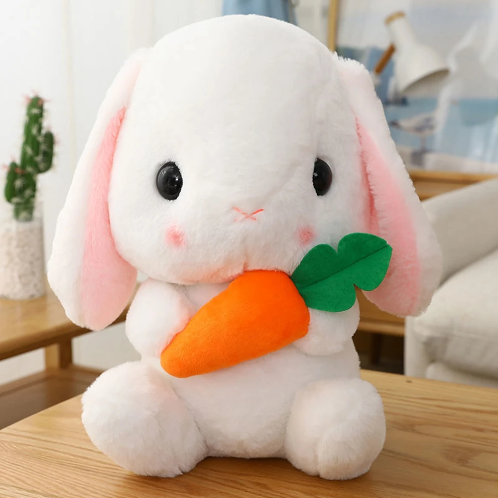 22CM Long Ear Cuddle Rabbit Plush Toy Cute Soft Animation Around White ...
