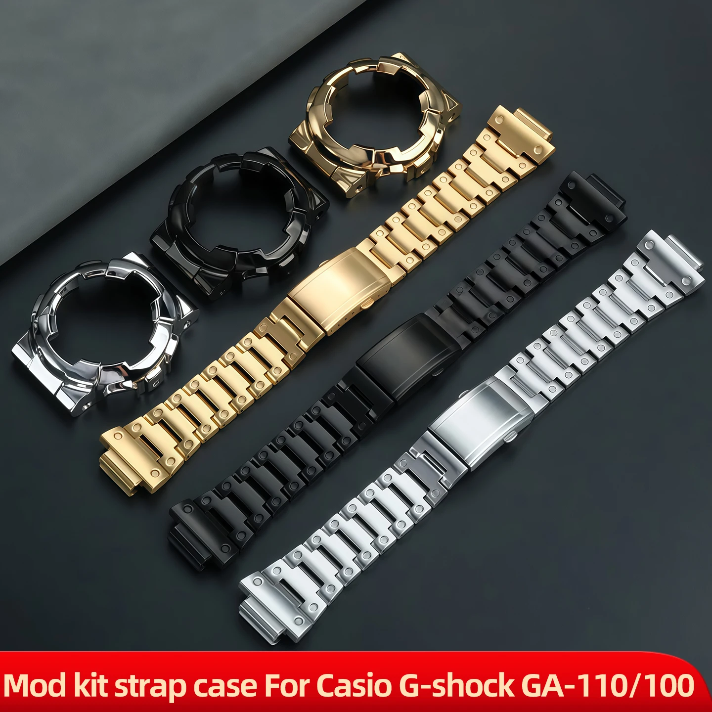 Kit de correa GA110 Mod para Casio G-SHOCK GA-100/110, caja de acero ...