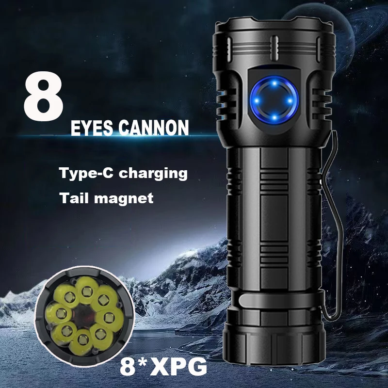 8-LED-Lamp-beads-Mini-flashlight-with-USB-rechargeable-tail-magnet-clip ...