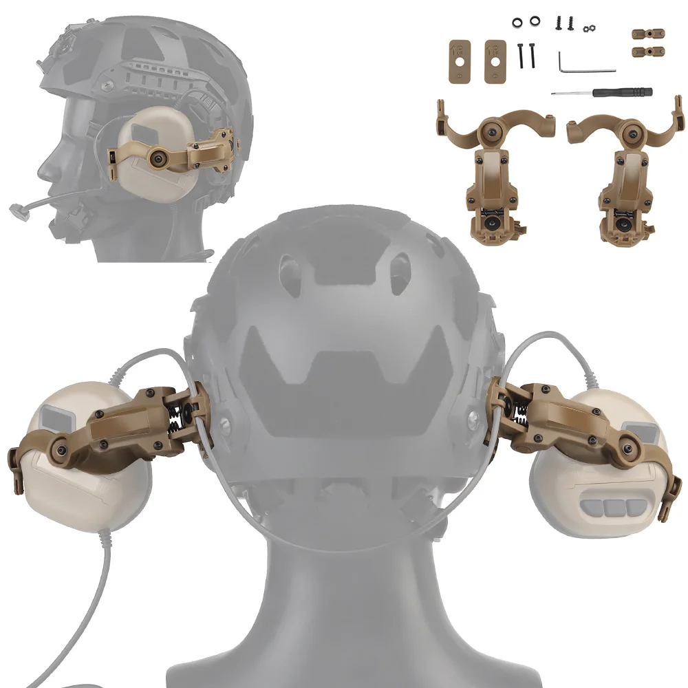 Tactical-Military-Headset-Bracket-Airsoft-360-Rotation-Helmet-Rail ...