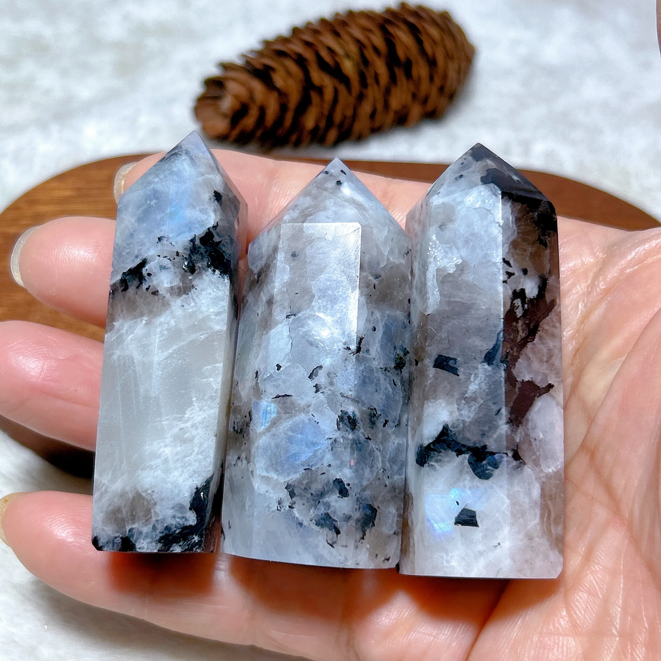 Natural-Crystal-White-Moonstone-Black-Tourmaline-Tower-Point-Gemstones ...