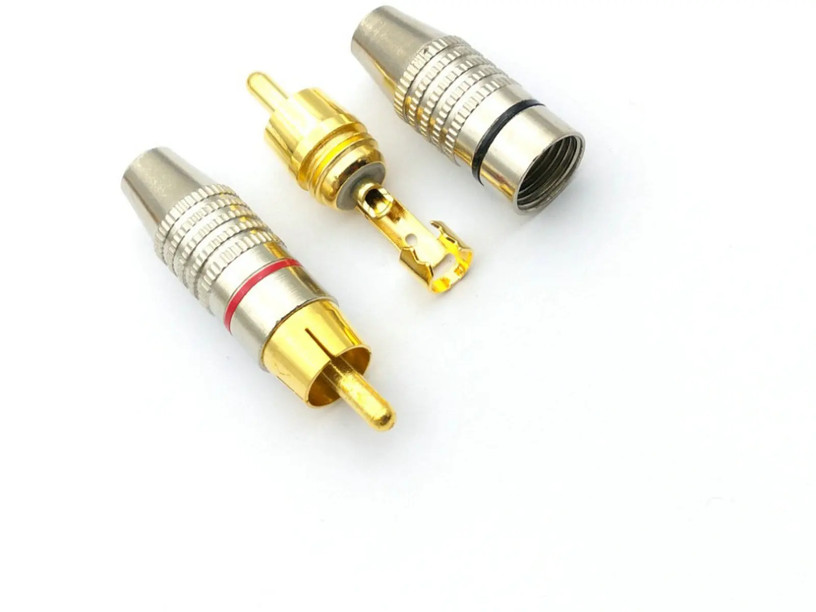 100pcs Metal Soldering Rca Plug Audio Male Connector Gold Plated ...
