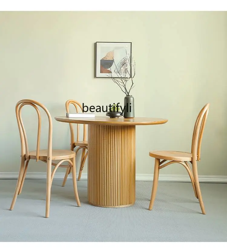 Solid-Wood-Dining-Table-and-Chair-Small-Apartment-Simple-Home-round ...