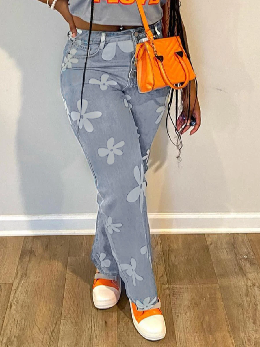 LW-Autumn-Winter-Women-Long-Pants-High-Waist-Floral-Decor-Jeans-Y2K ...