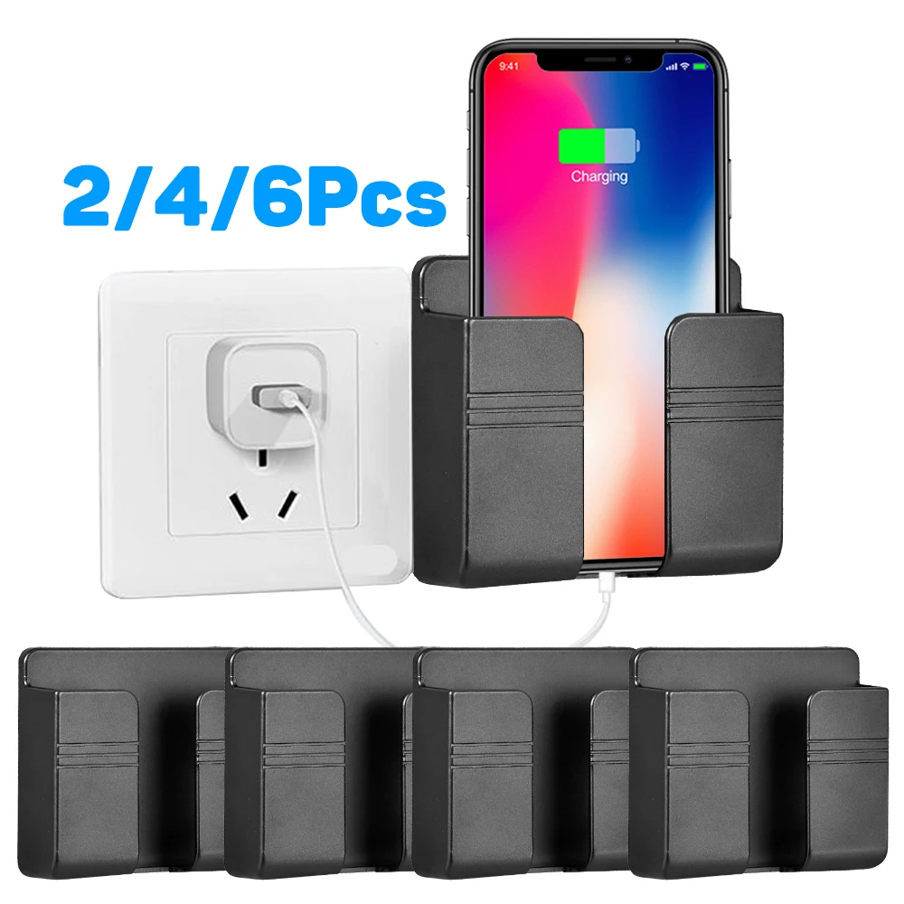 Wall-Mount-Mobile-Phone-Holder-Storage-Box-Punch-Free-Organizer ...