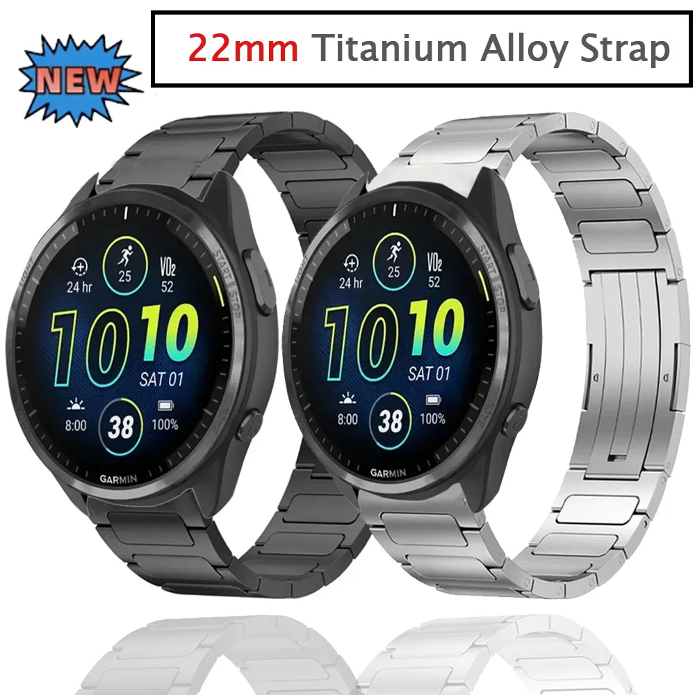 22mm Titanium Alloy Strap for Garmin Forerunner 570 47mm 970 965 955 ...