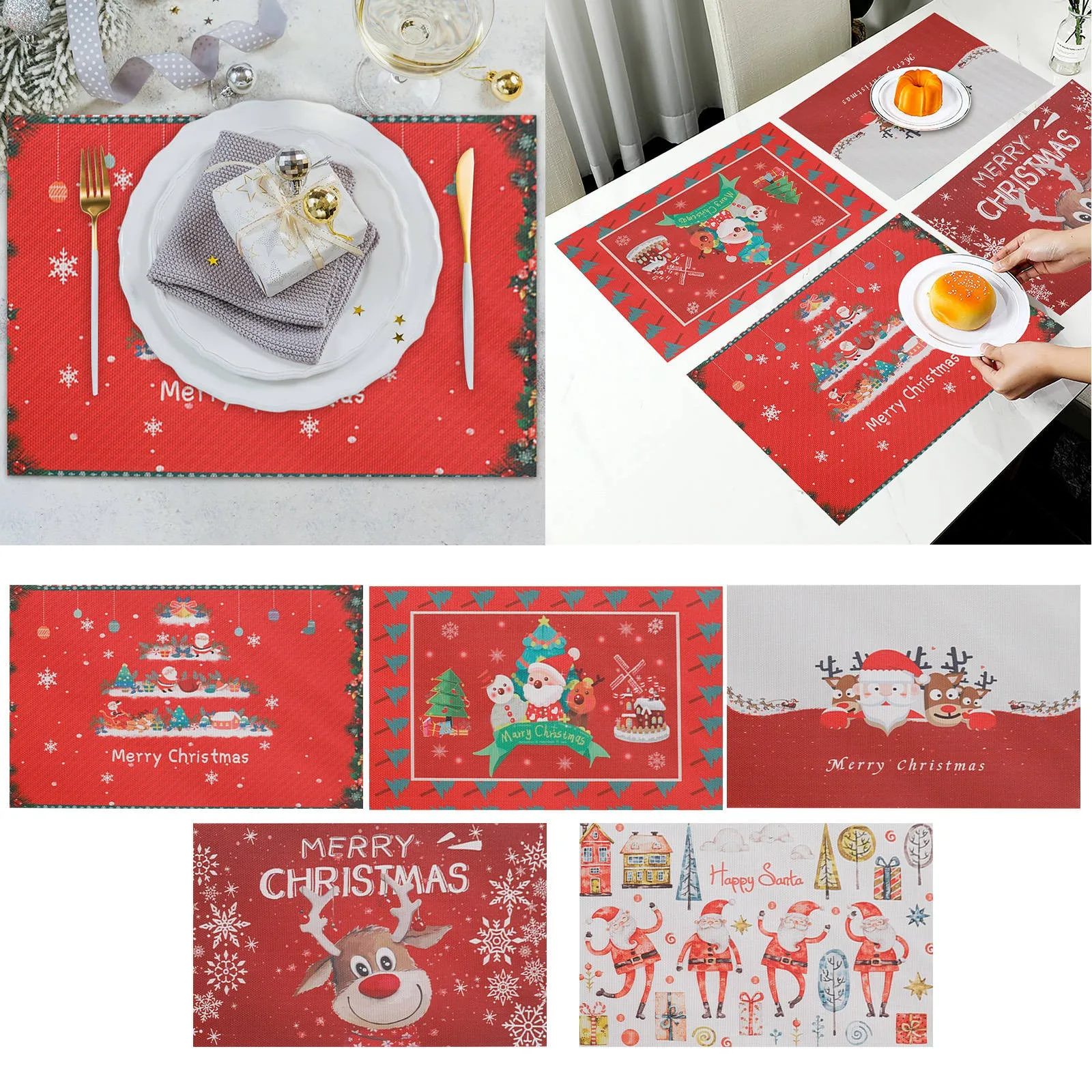 Tall-round-Kitchen-Table-Set-for-4-Plate-Mats-And-Christmas-Placemats ...