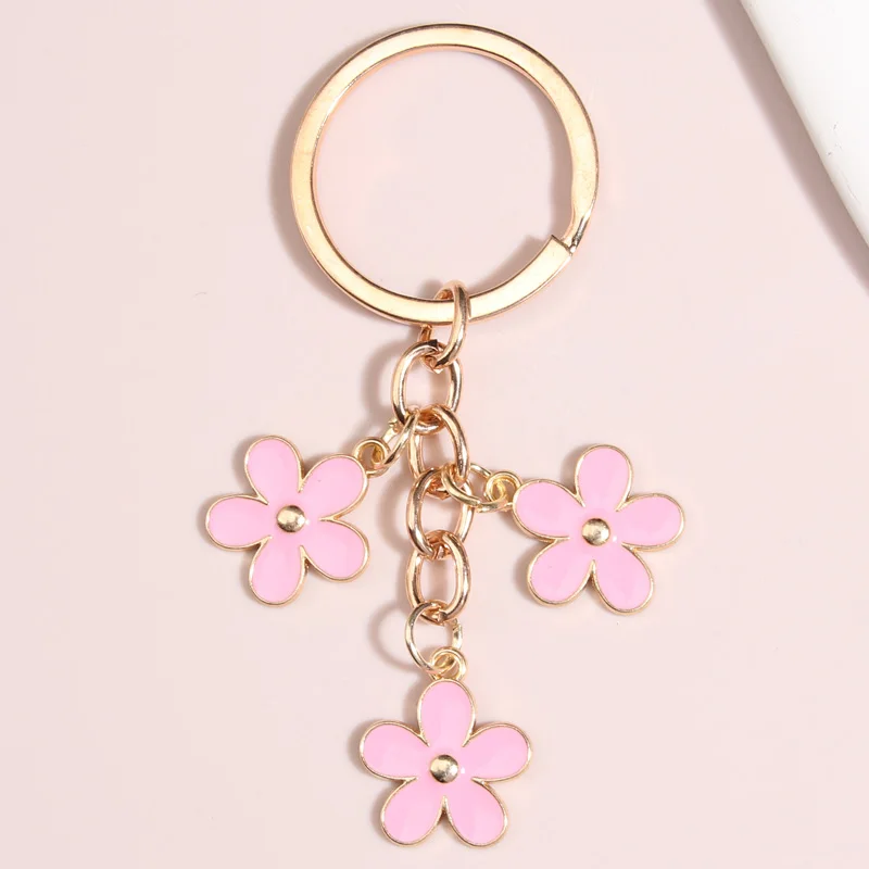 Cute-Enamel-Keychain-Colorful-Sakura-Flower-Key-Ring-Sweet-Key-Chains ...
