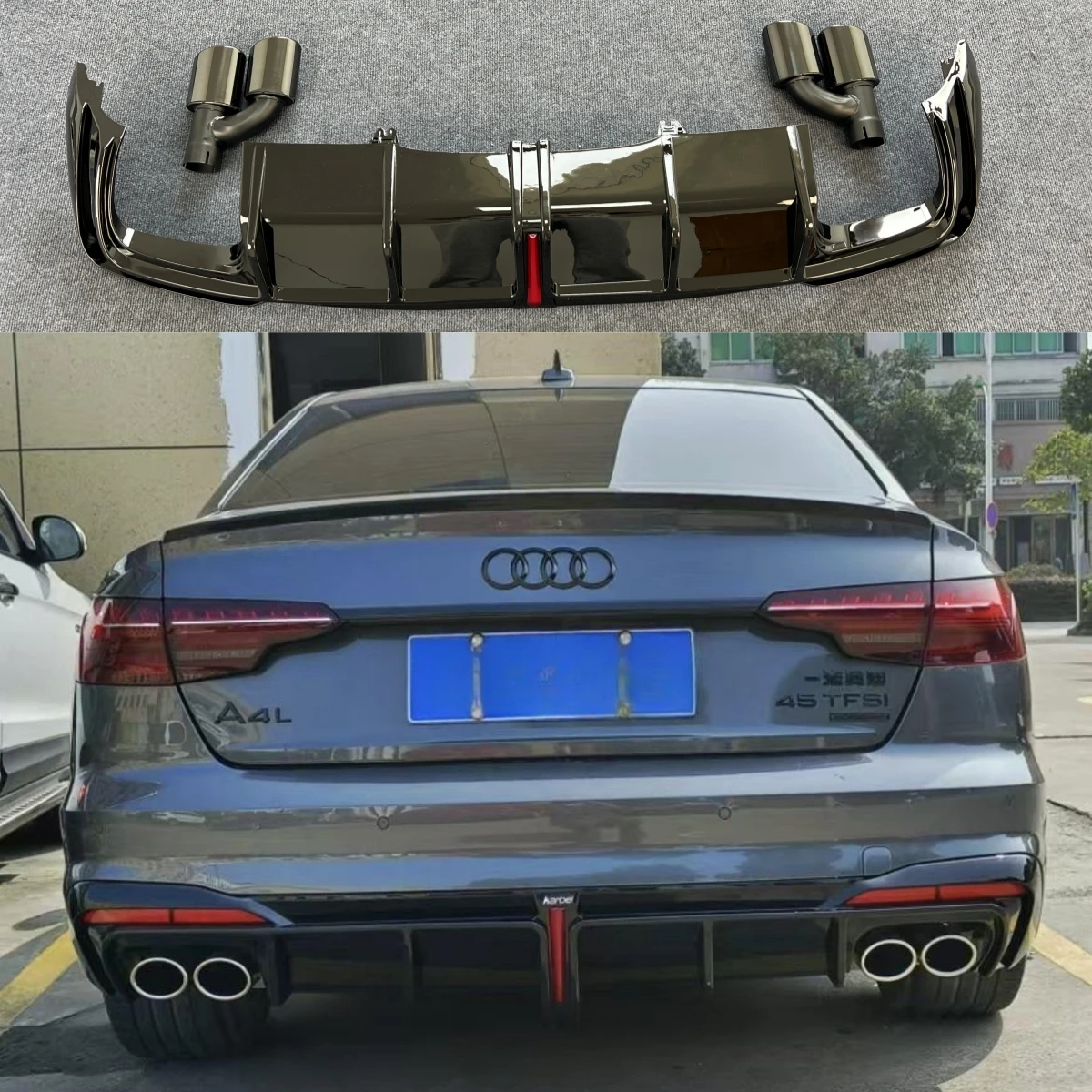 Rear Bumper Lip Diffuser For Audi A4 S-Line S4 B9.5 Sport 2020 2021 ...