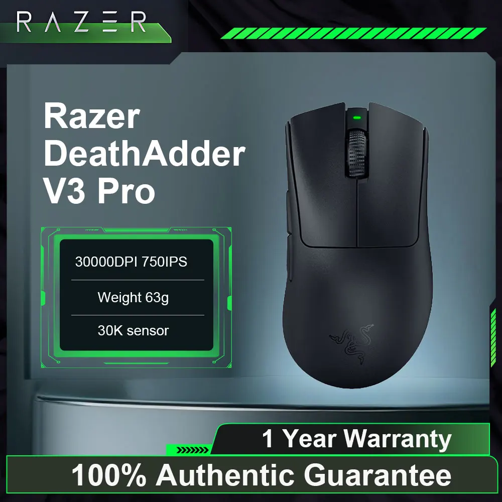 Razer-DeathAdder-V3-Pro-Ergonomic-Wireless-Gaming-Mouse-Gamer-63g-Ultra-Lightweight-30000-DPI ...