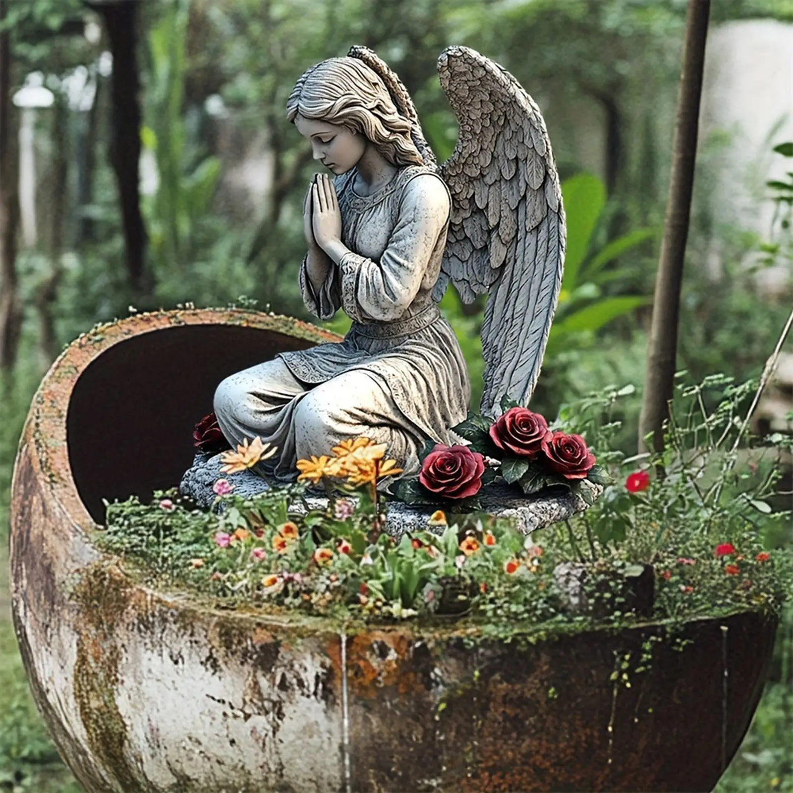 2D Flat Acrylic Memorial Angel Garden Stake Grave Ornament Waterproof ...