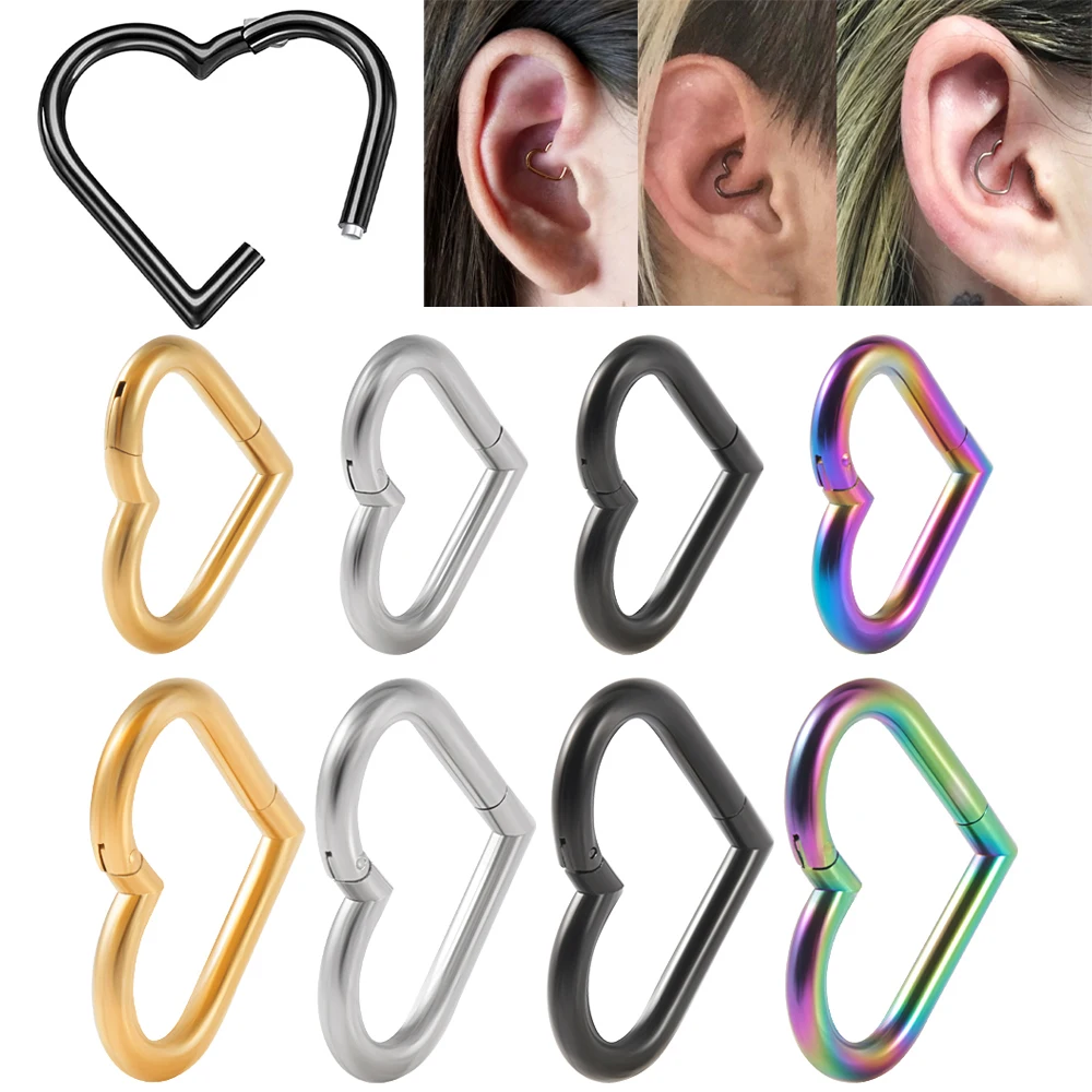 1PC-Surgical-Steel-Heart-Daith-Piercing-Jewelry-Rook-Hoop-Tragus ...